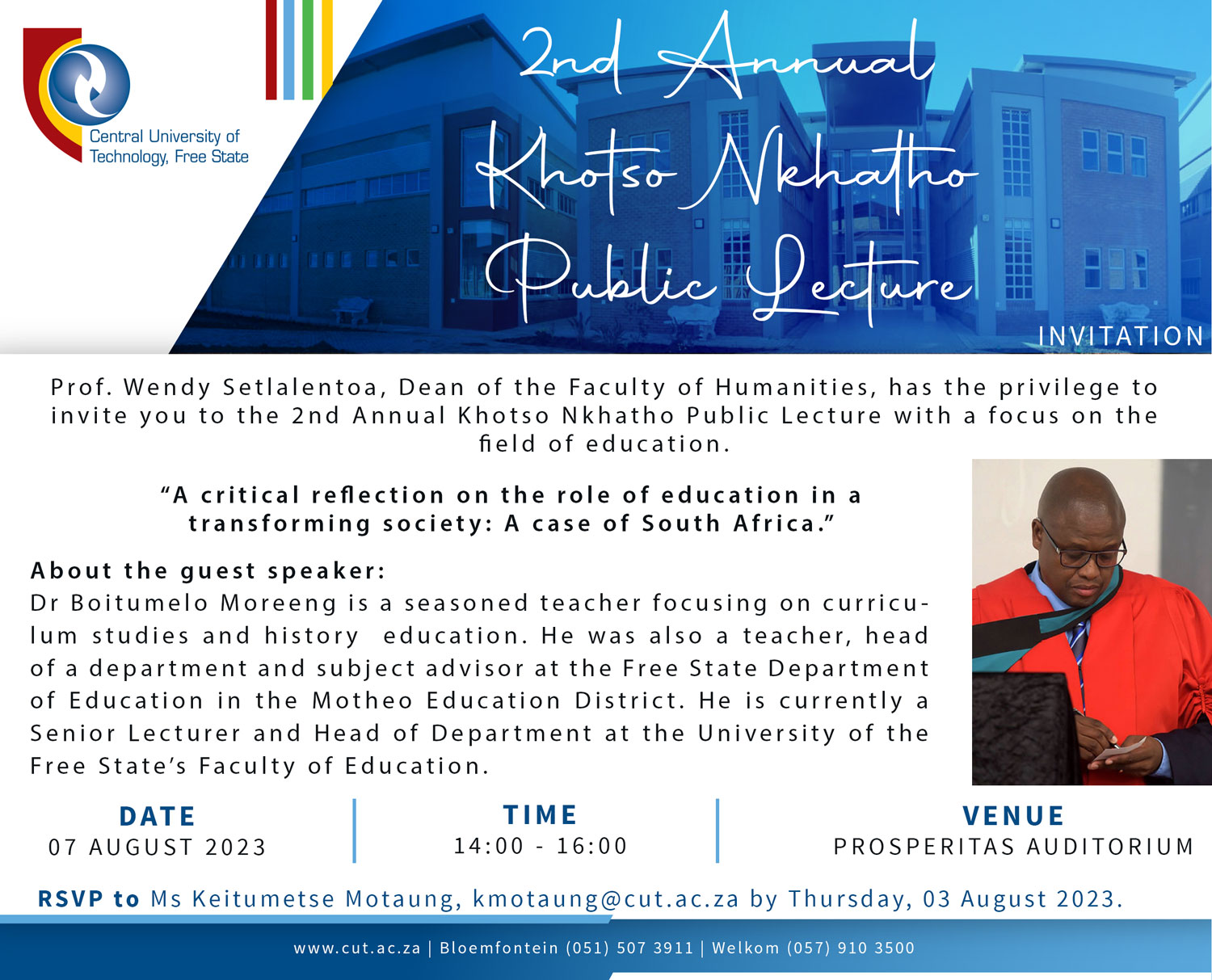 CUT | 2nd Annual Khotso Nkhatho Public Lecture
