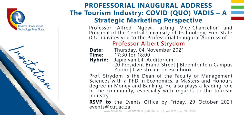 CUT | Professorial Inaugural Address: Prof. Albert Strydom